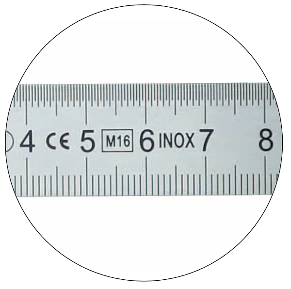 Règle de mesure inox graduée, 19x1.0 mm, 200 mm